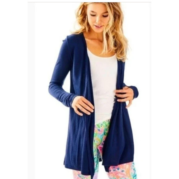 Lilly Pulitzer | Sweaters | Lilly Pulitzer Navy Blue Wrena Open Front ...